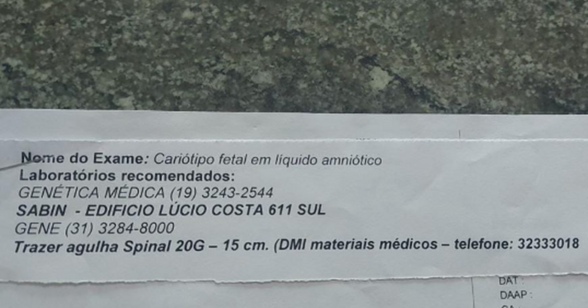 Exame cardiotipo fetal com líquido aminiotico | Vaquinhas online
