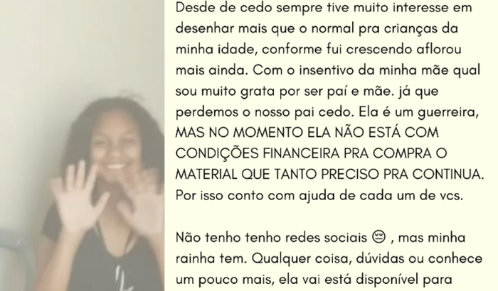 Mônyka desenhando sua história. | Vaquinhas online